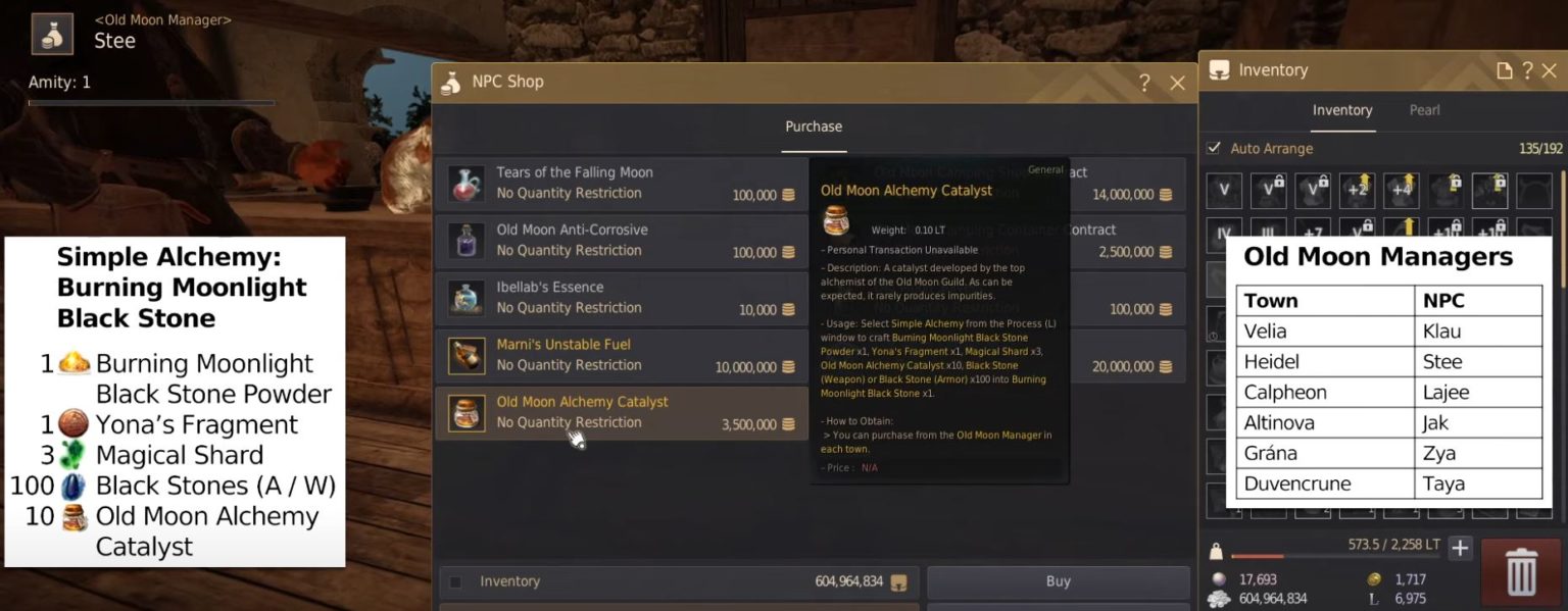 Black Desert BDO Old Moon Alchemy Catalyst (Free PEN Accessory) Guide ...